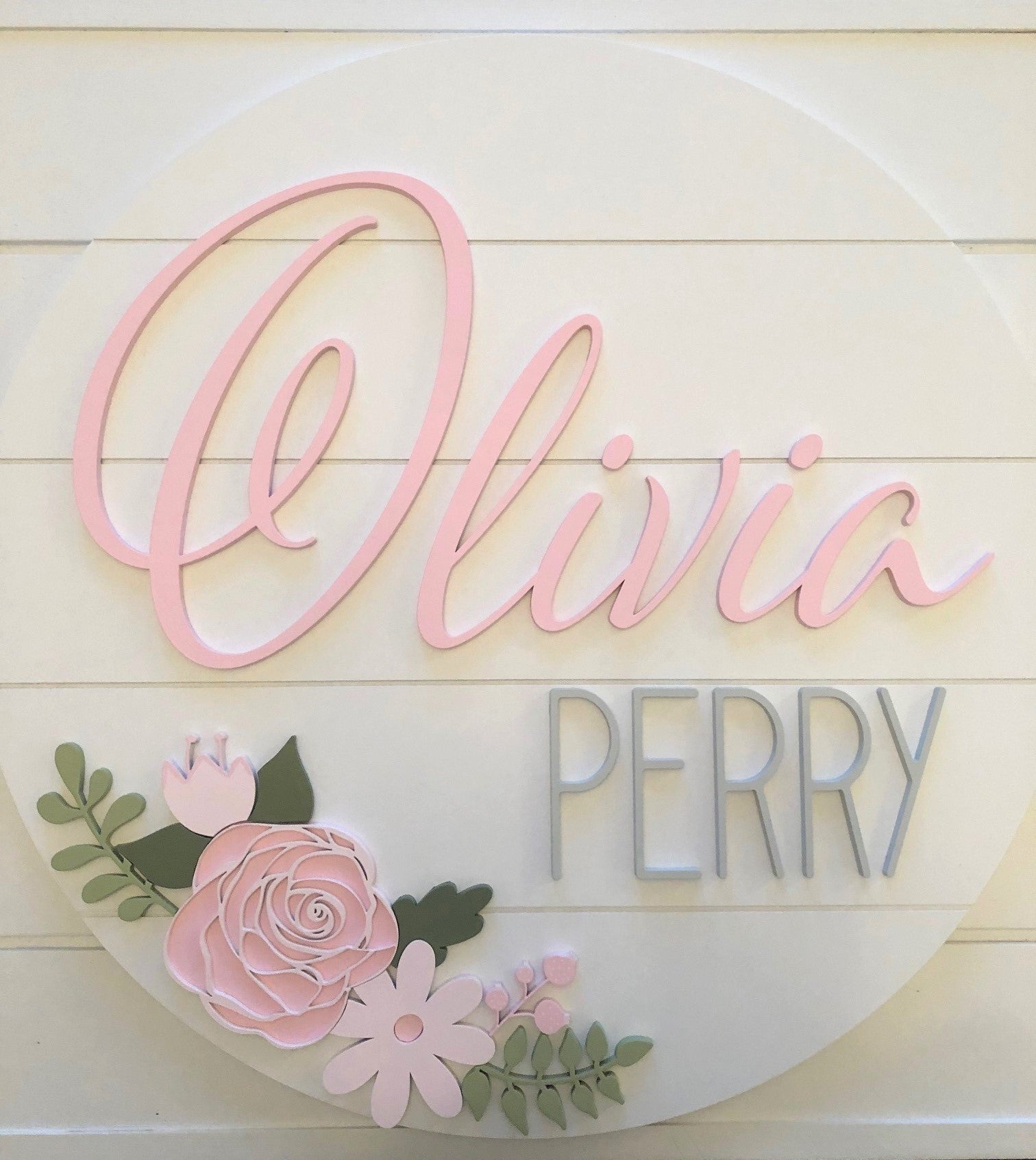 Pink/Grey Single Rose Floral Custom Nursery/Kid's Room Sign – The ...